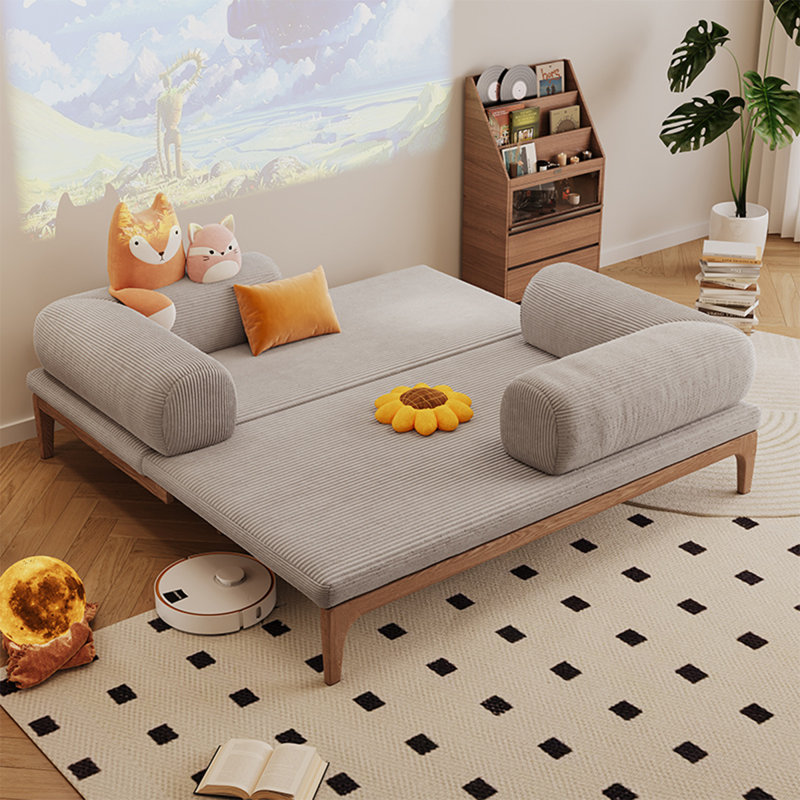 Loveseat Gray Corduroy Sleeper sofa 26.77 H x 59.06 W x 41.73 D